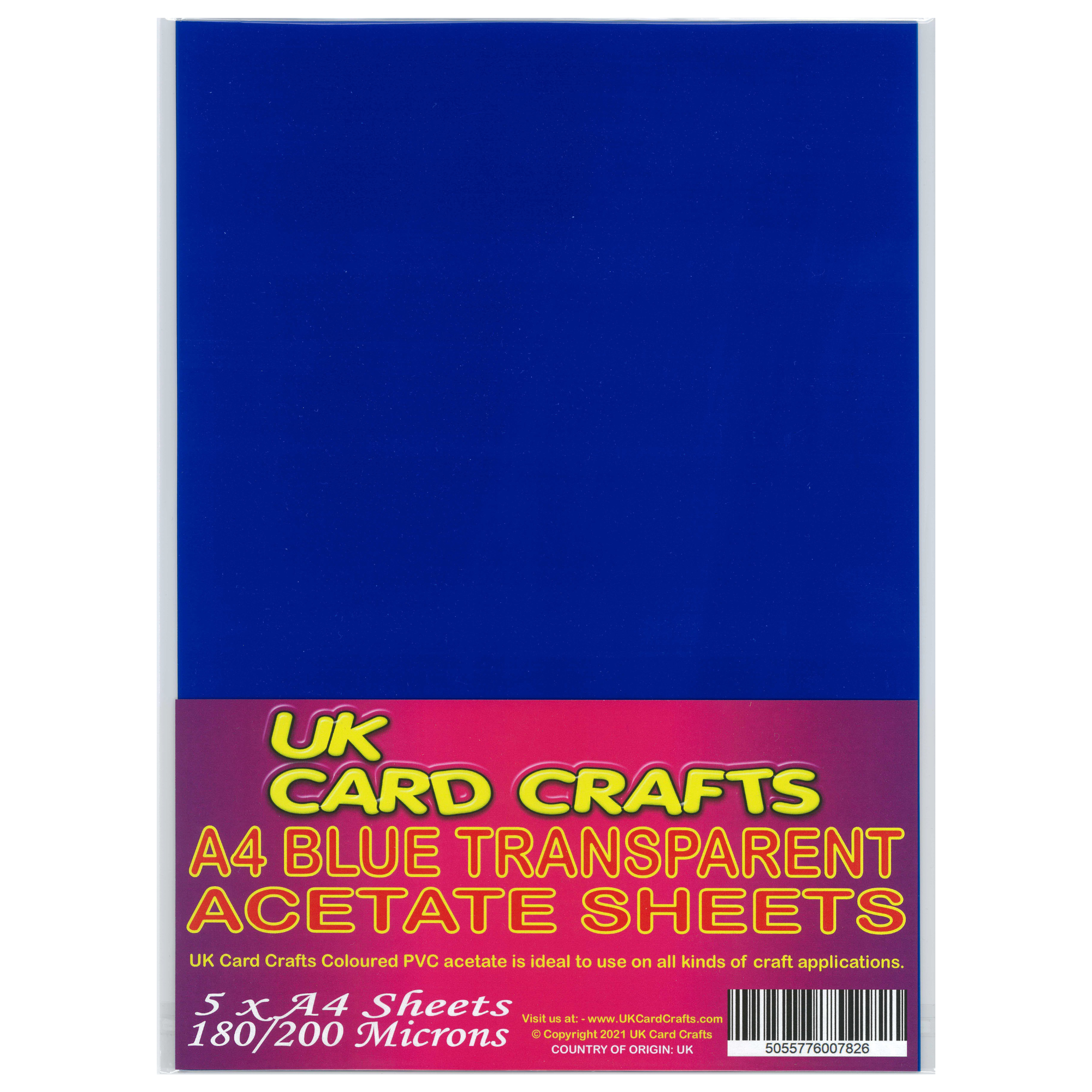 5 x A4 Blue Acetate Sheets – 200 Micron Transparent Film for Crafts ...
