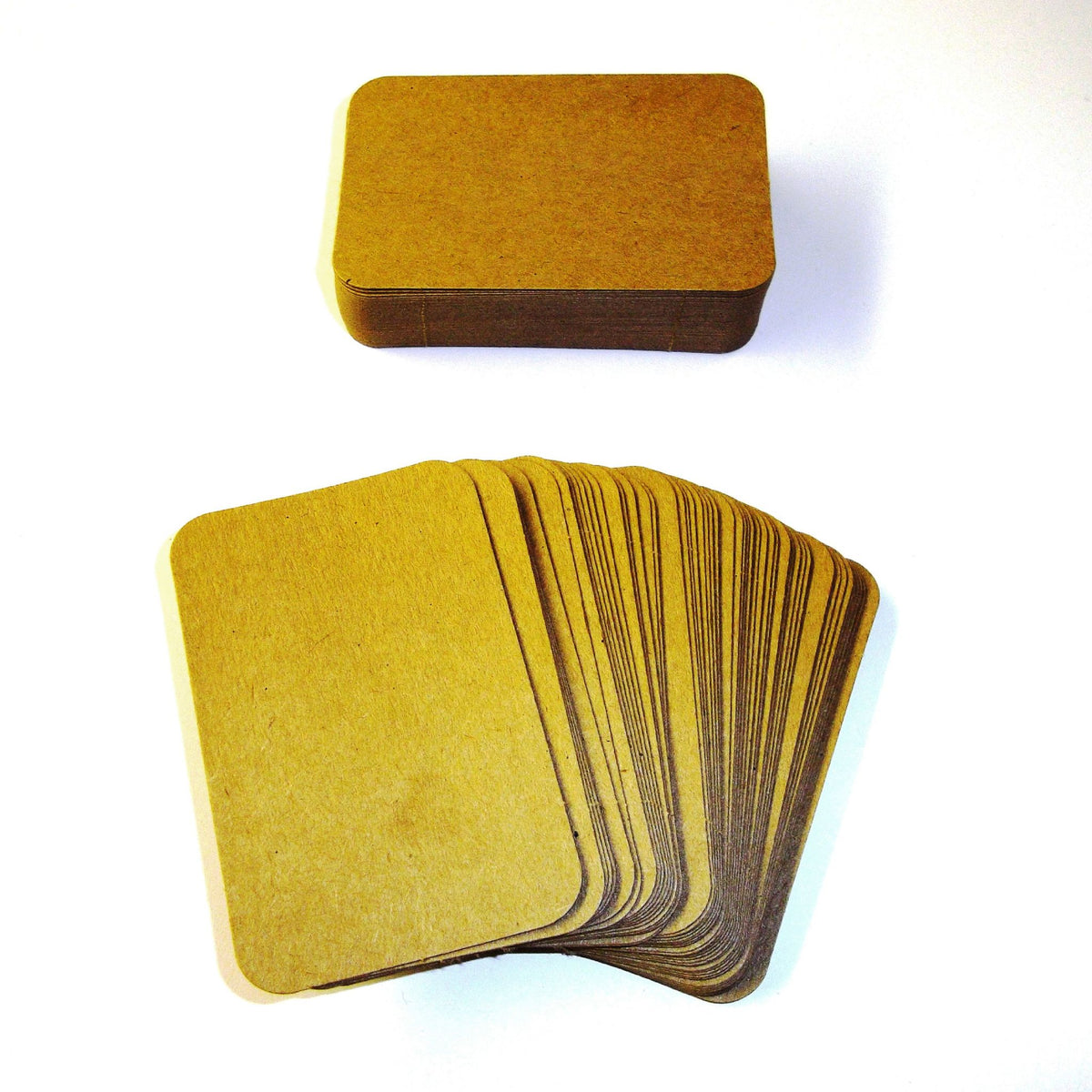100 x Kraft Rounded Blank Business Cards - 270gsm Brown Kraft Card – UK ...