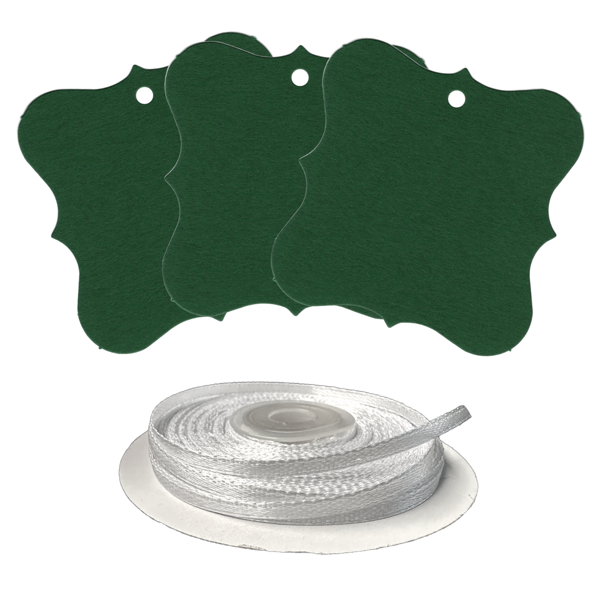 100 Designer Gift Tags with White Satin Ribbon - 21 Colours, Birthday ...